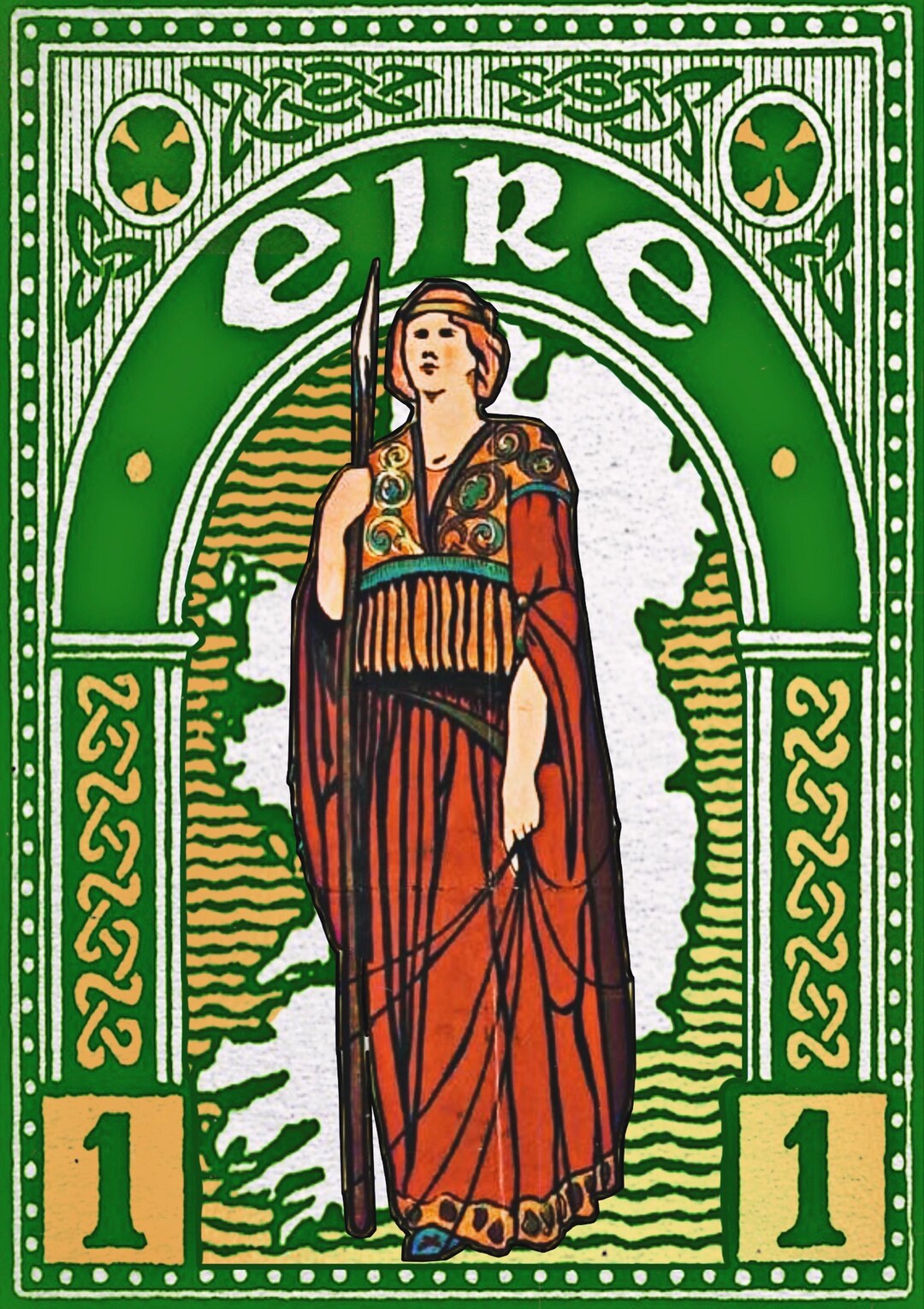 Éire Goddess (classic Postage Stamp) A4 Art Print - Etsy