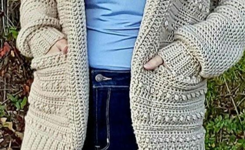 Crochet Pattern- Casey Cardigan With Pockets- Instructions for Sizes Xs ...