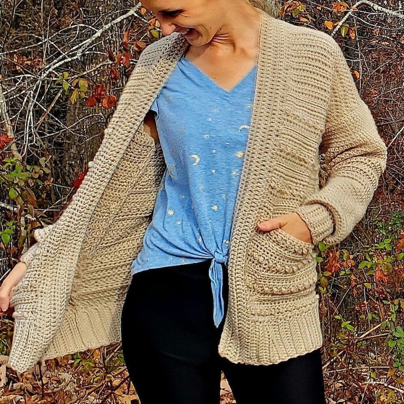 Crochet Pattern- Casey Cardigan With Pockets- Instructions for Sizes Xs ...
