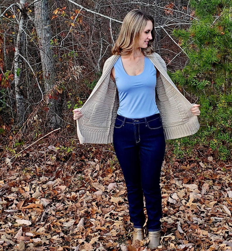 Crochet Pattern Casey Cardigan With Pockets Instructions for Sizes Xs ...