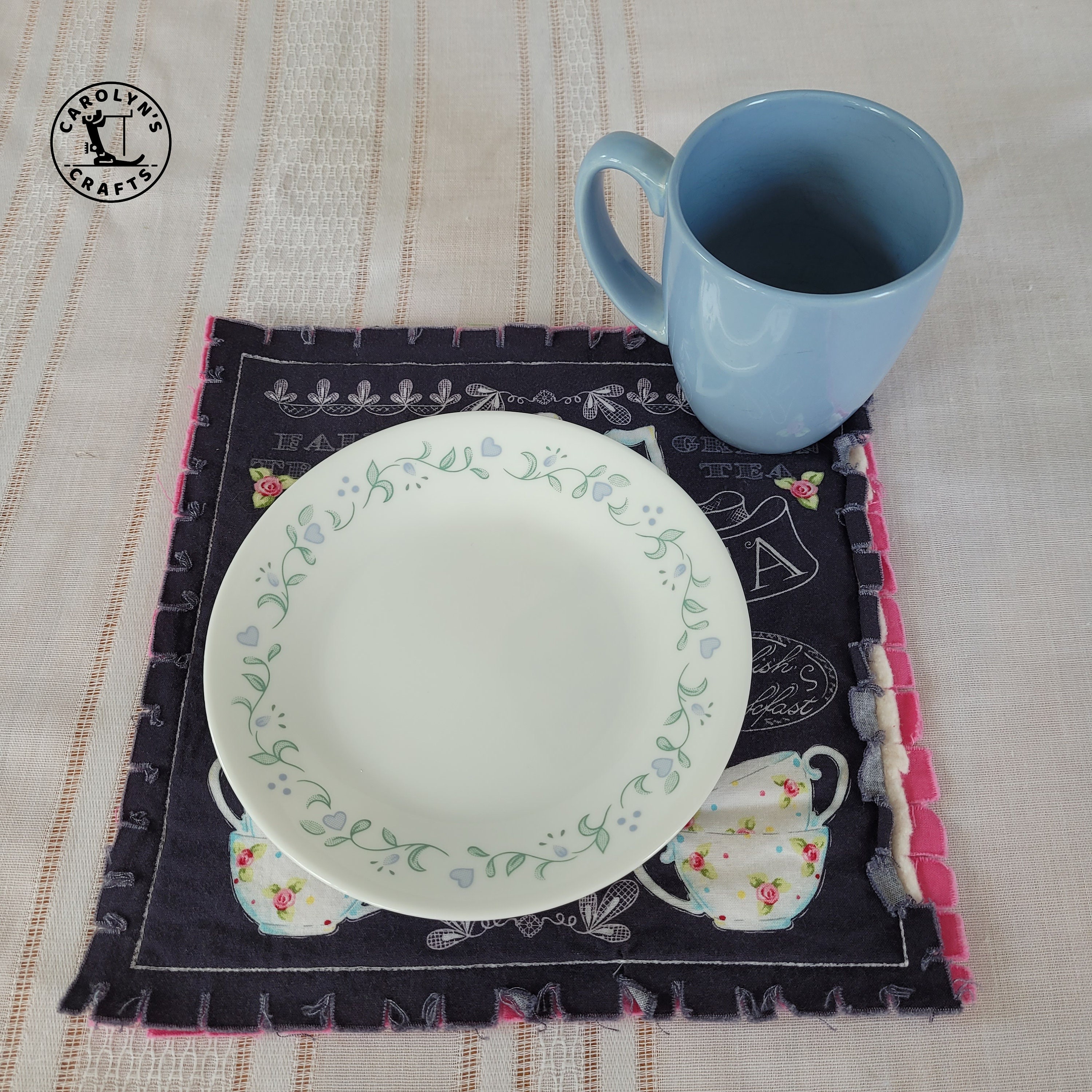 Placemat, Snack Mug Rug Mat, Coffee, Tea, Pastry, Dinner Place Setting ...