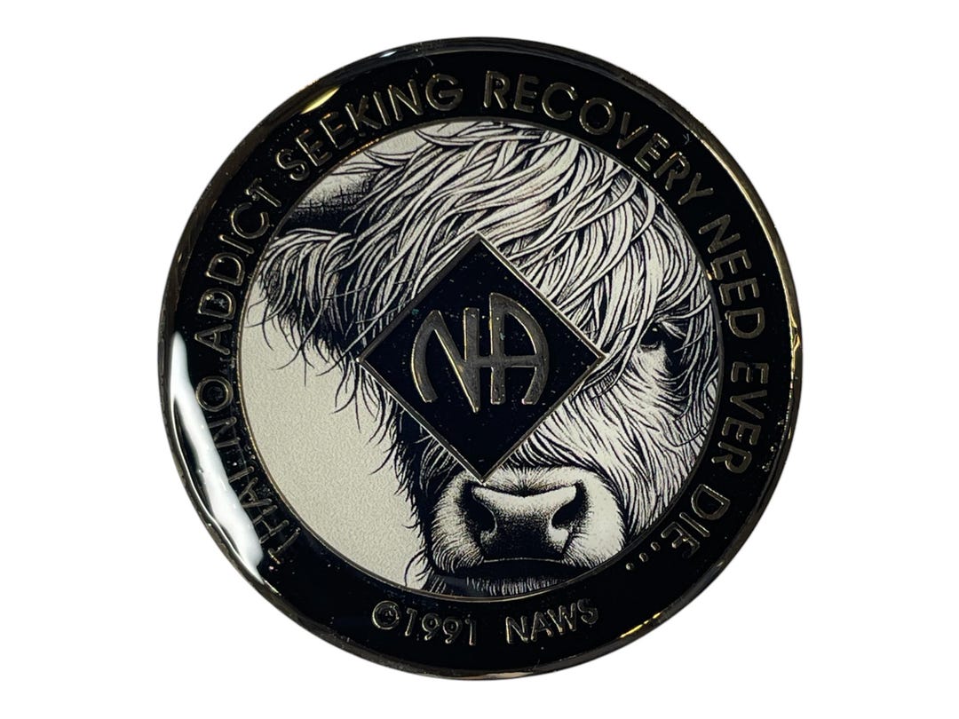 Narcotics Anonymous Token - Customizable Sobriety Coin- Highland Cow - Etsy