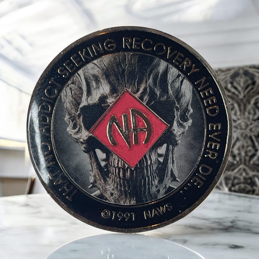 Black and Red Skull Narcotics Anonymous Recovery Medallion - Etsy