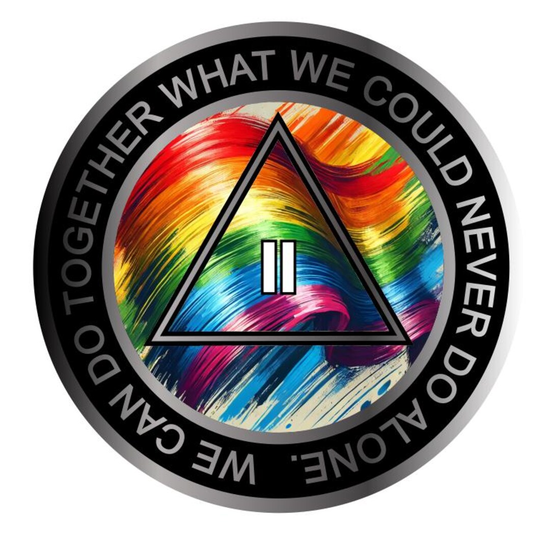 Rainbow Brushstroke AA Sobriety Chip – Colorful Abstract Recovery ...