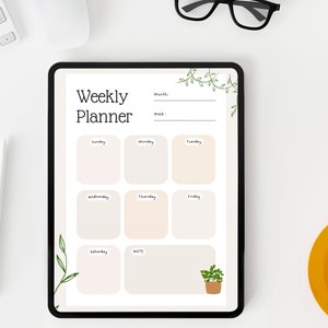 Weekly Planner Printable, Instant Download, Minimal Productivity ...