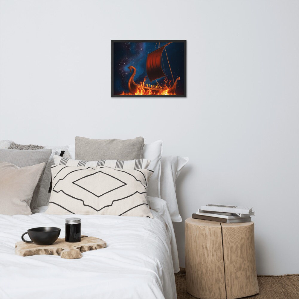 AI Generated Art Viking Longship Framed Poster / Viking Wall Decor ...