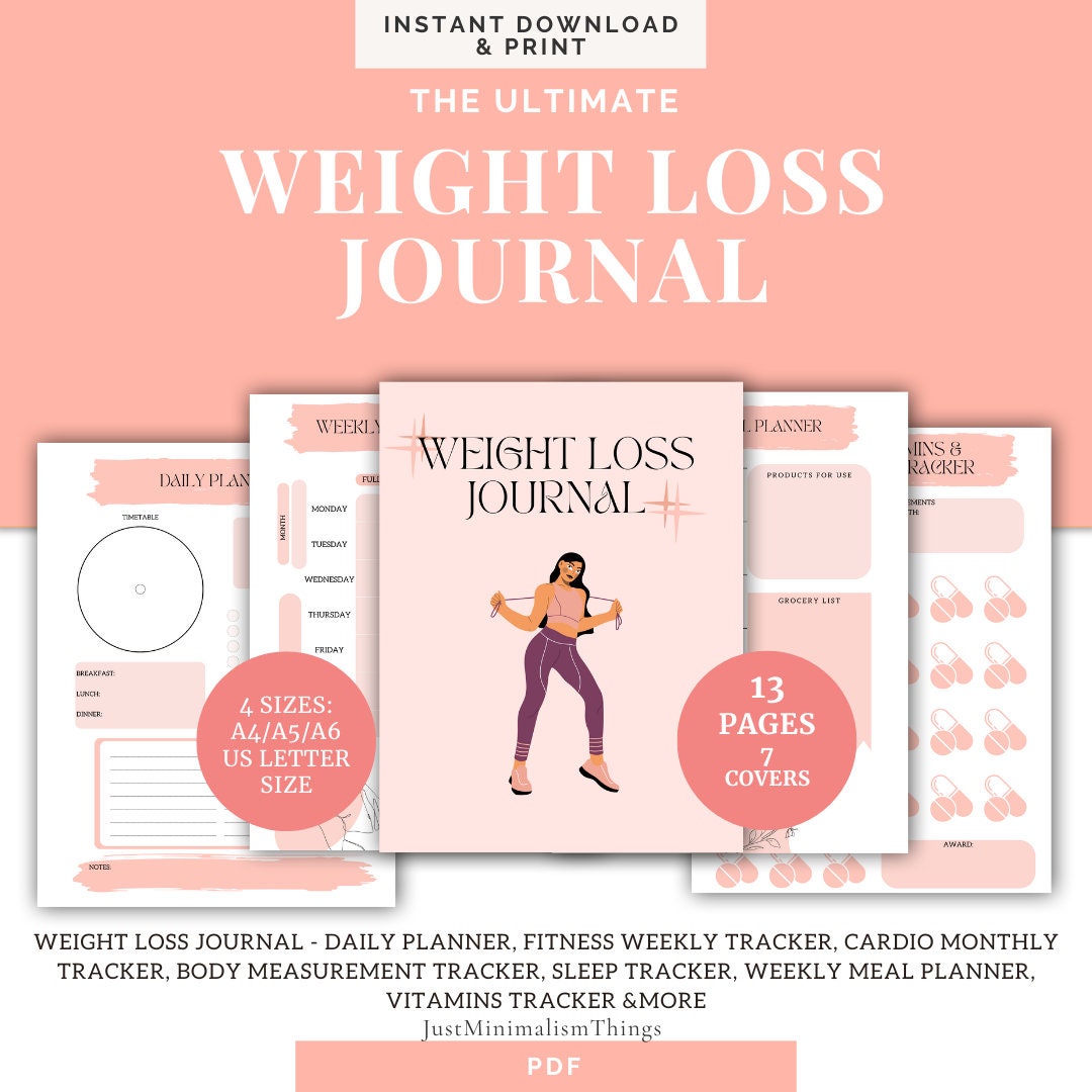 Girly Weight Loss Journal Printable Instant Download Diet - Etsy