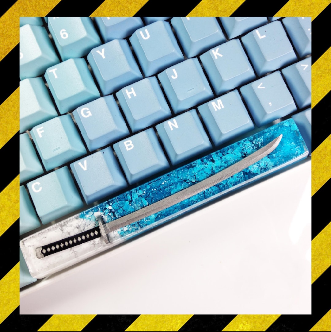 Black Katana Spacebar Keycap Resin With Blue White Base, Custom ...