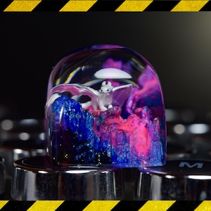 Toothless and Light Fury Keycap Resin, White & Black Dragon Keycap ...