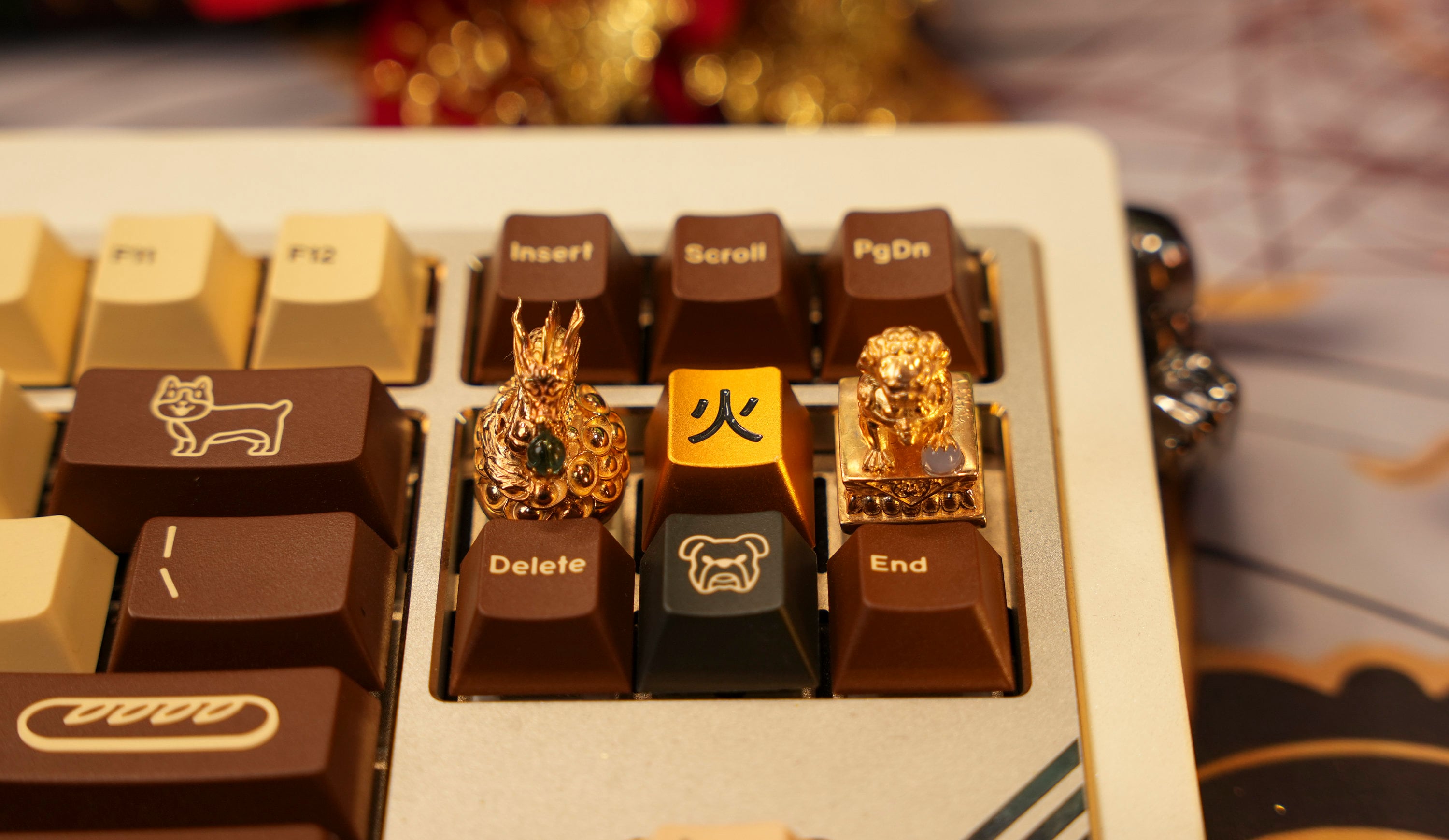 Combo Golden Dragon and Unicorn Keycaps, Gaming Keycap, Lucky Mascot ...
