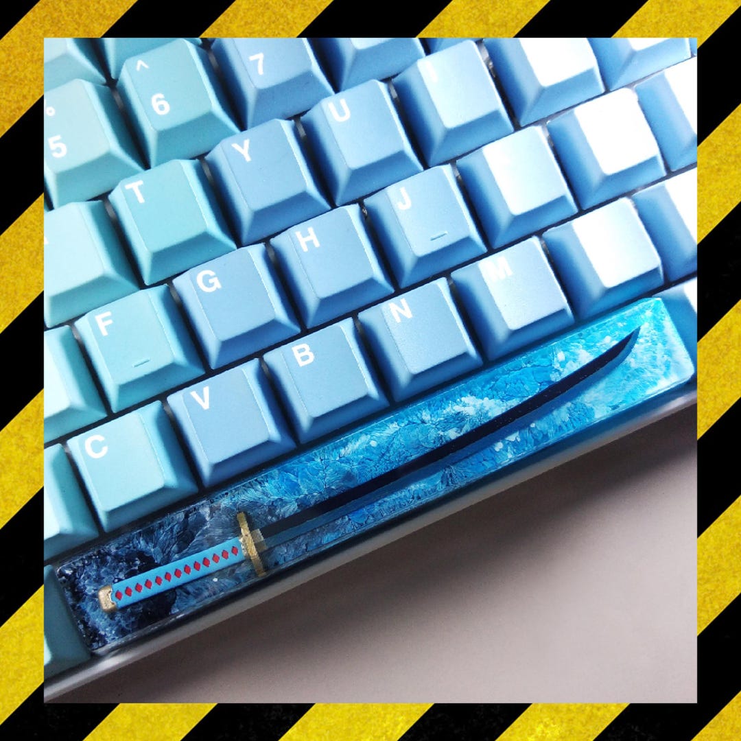 Blue Katana Spacebar Keycap Resin With Blue Black Base, Custom Japanese ...