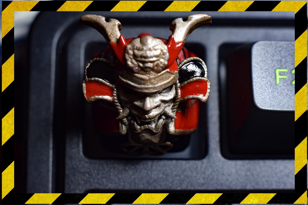 Samurai Mask Helmet Keycap Artsian, Oni Mask Keycap, Japanese Keycap ...