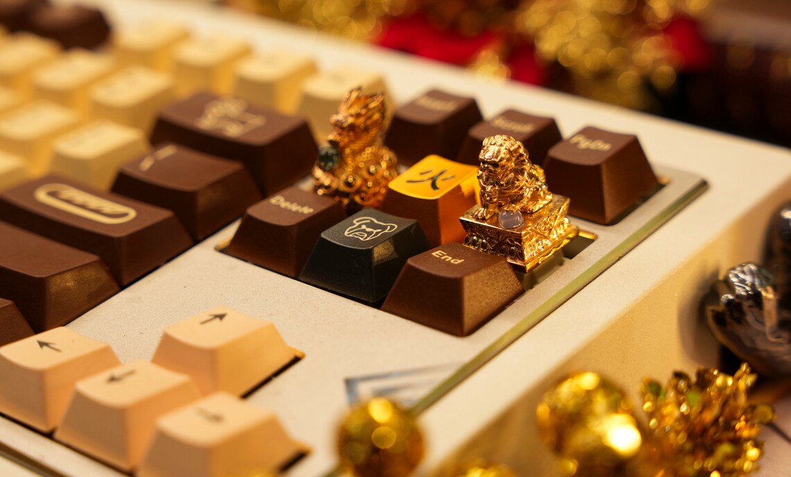 Combo Golden Dragon and Unicorn Keycaps, Gaming Keycap, Lucky Mascot ...