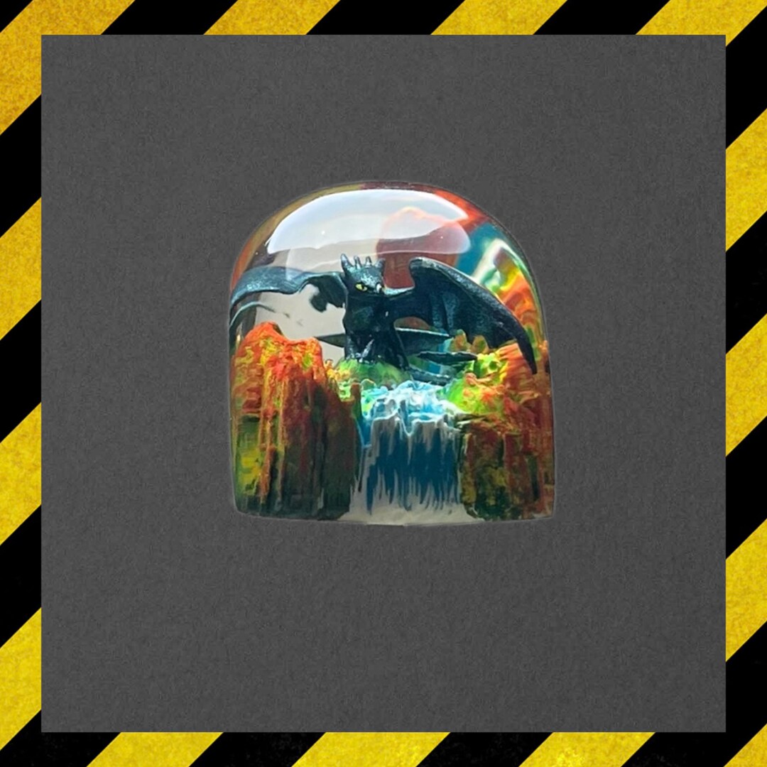 Toothless Keycap Resin With Colored Base, Custom Black Dragon Keycap ...