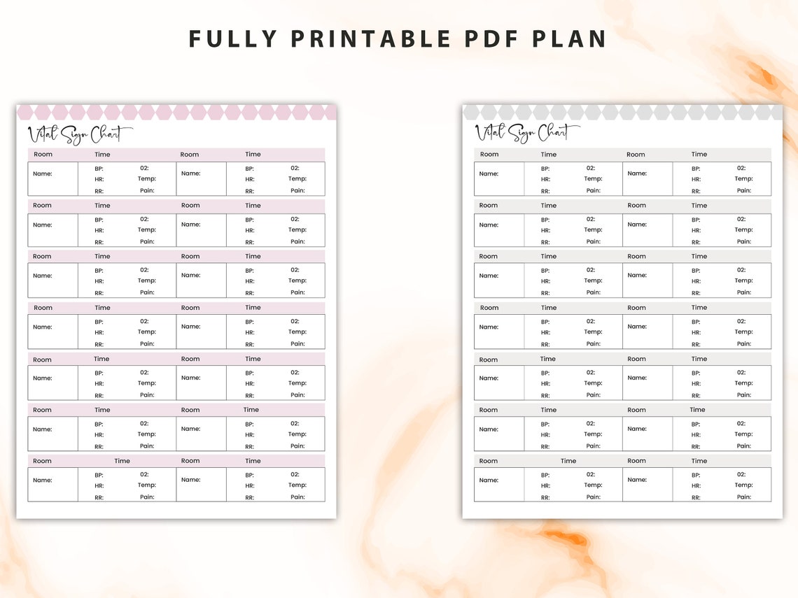 Printable Vital Sign Chart, Vital Sign Log, Vital Sign Tracker, Vital ...