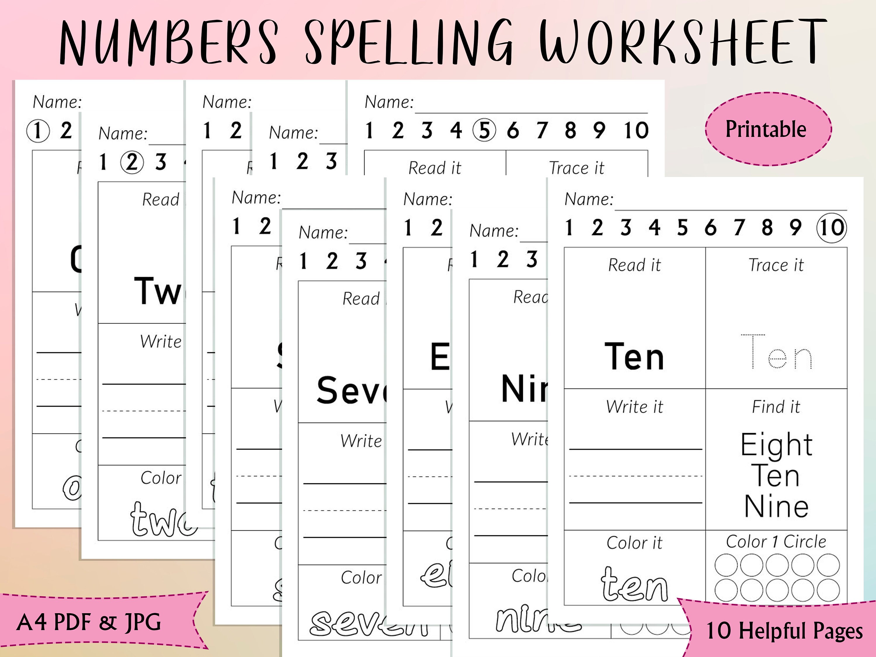 1-10 Printable Number Tracing and Counting Practice Worksheet, Numbers ...