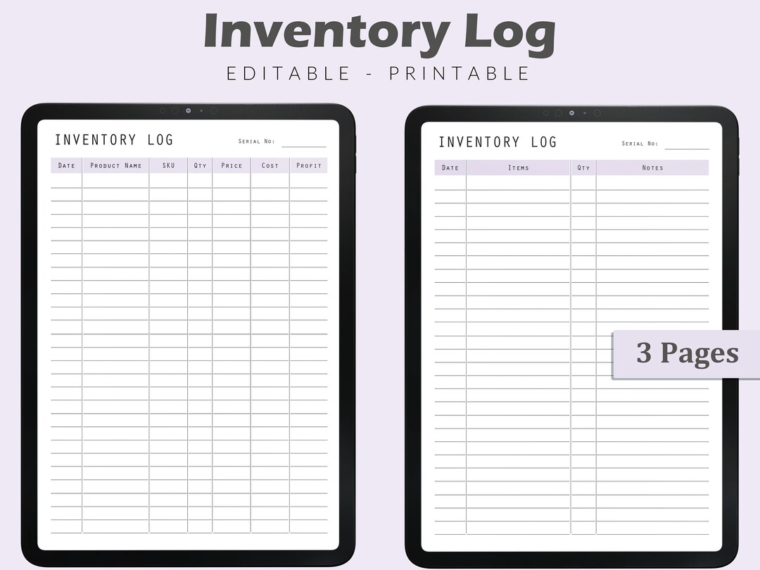 Editable Inventory Log, Inventory Tracker, Product Inventory, Inventory ...