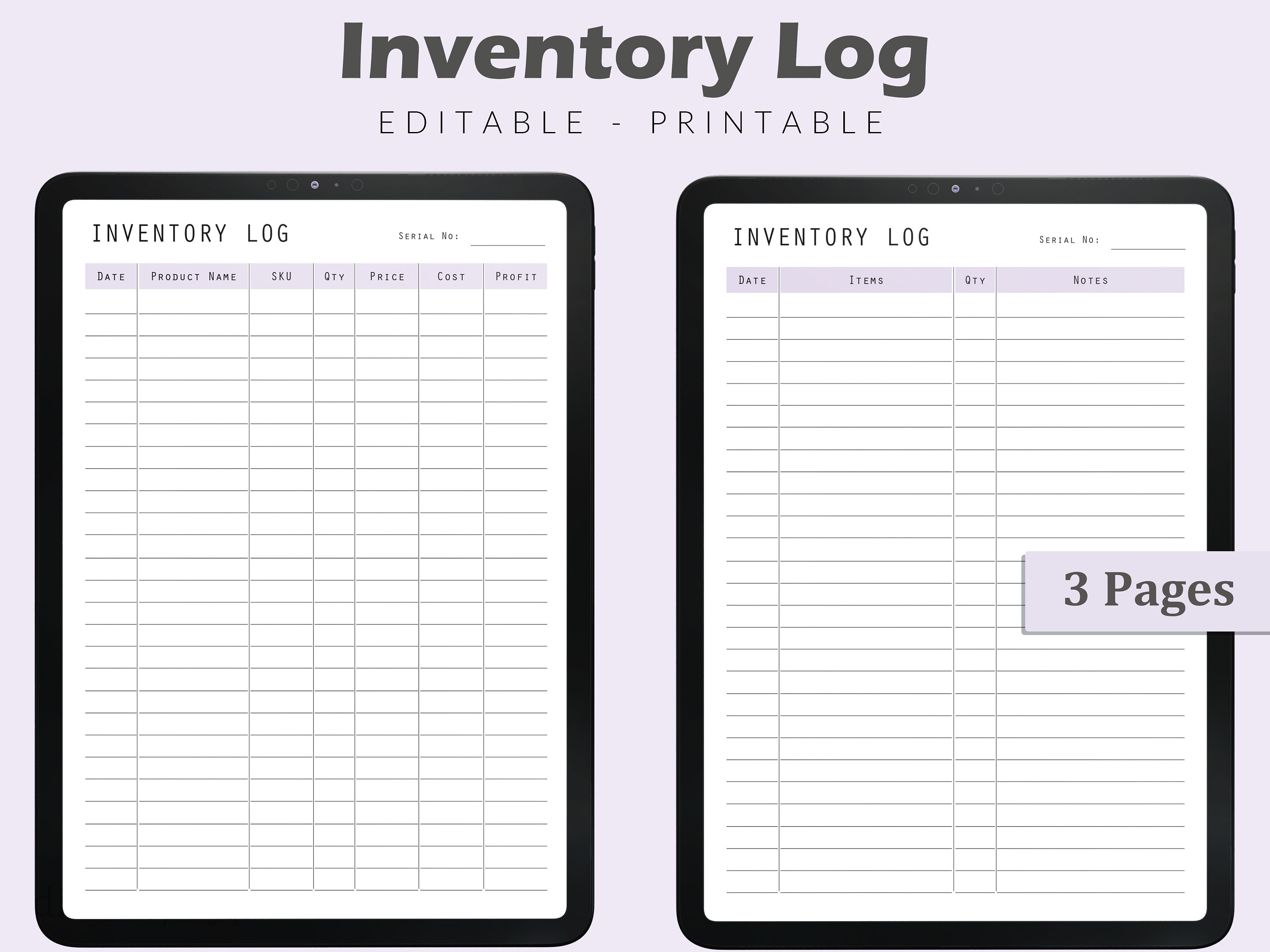 Editable Inventory Log, Inventory Tracker, Product Inventory, Inventory ...