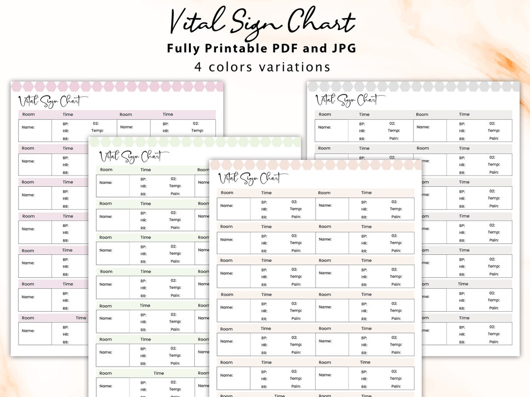 Printable Vital Sign Chart, Vital Sign Log, Vital Sign Tracker, Vital ...