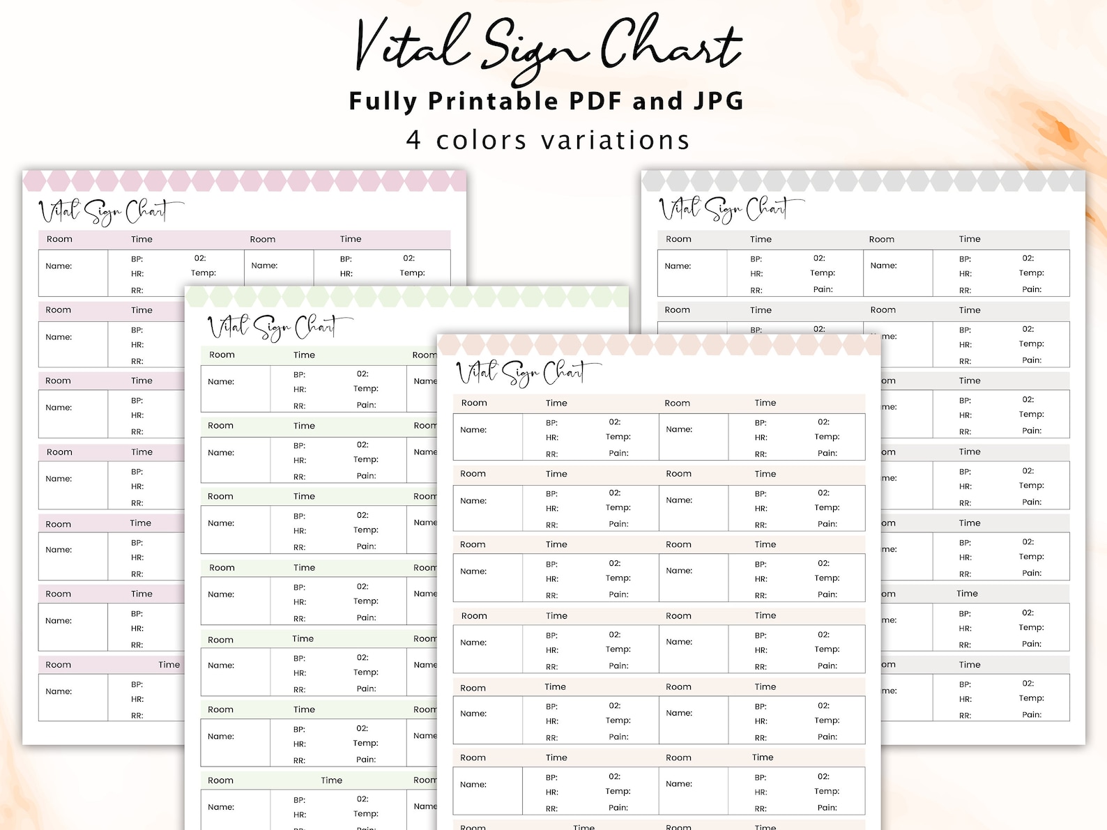 Printable Vital Sign Chart, Vital Sign Log, Vital Sign Tracker, Vital ...