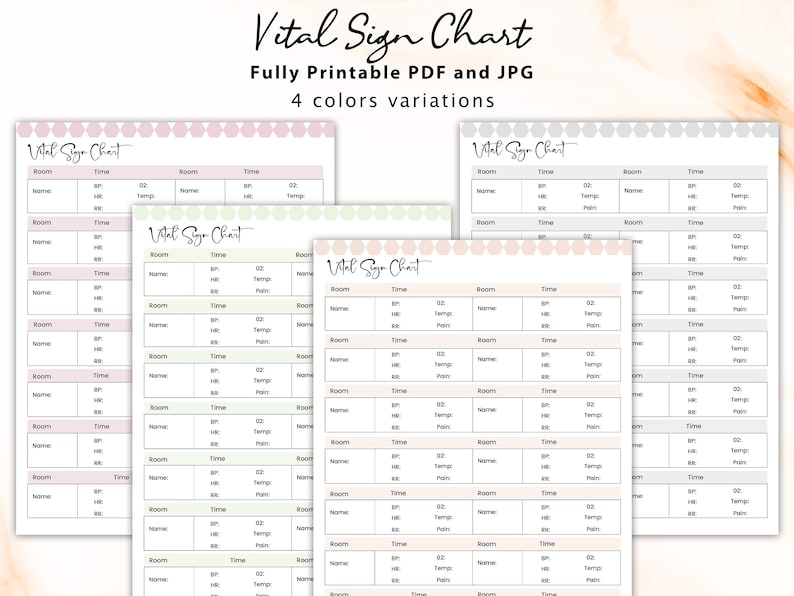 Printable Vital Sign Chart, Vital Sign Log, Vital Sign Tracker, Vital ...