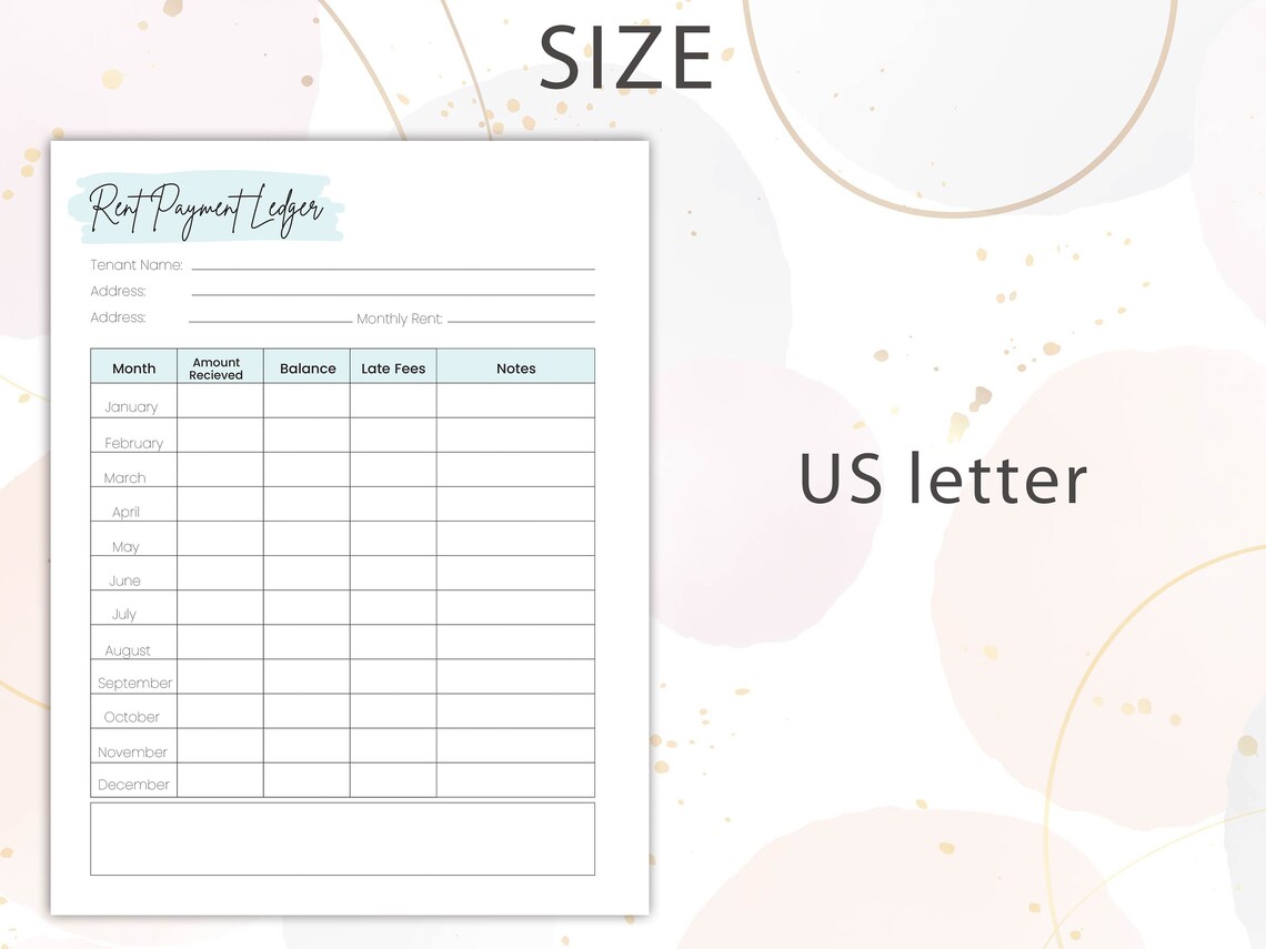 Printable Rent Payment Ledger, Printable Rent Payment Ledger Template ...
