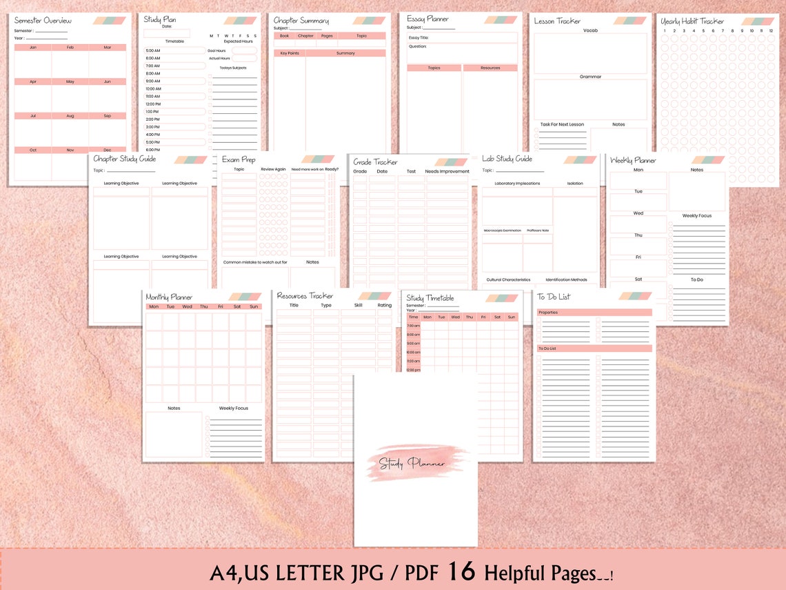 Printable Study Planner, Language Study Planner, Study Template, Study ...