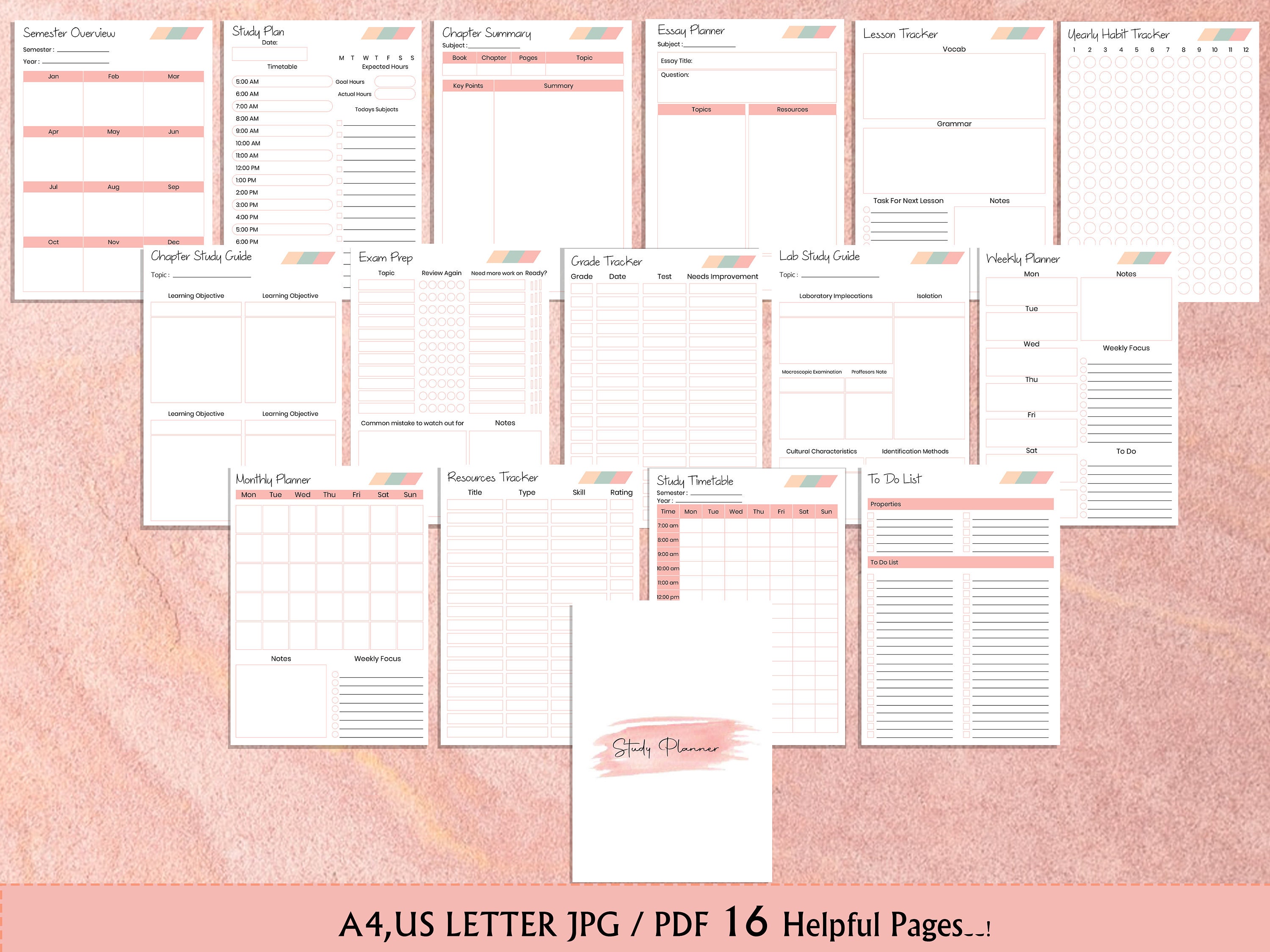 Printable Study Planner, Language Study Planner, Study Template, Study ...