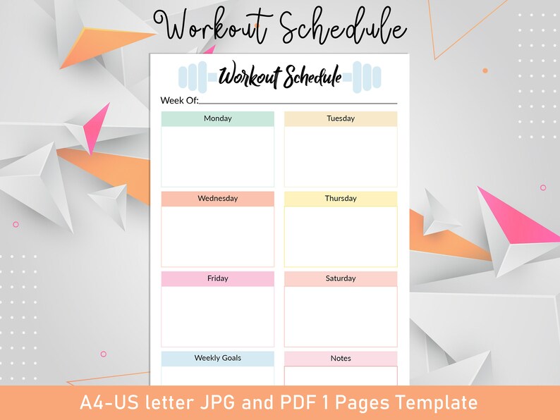 Printable Workout Schedule, Weekly Workout, Monthly Workout Tracker - Etsy