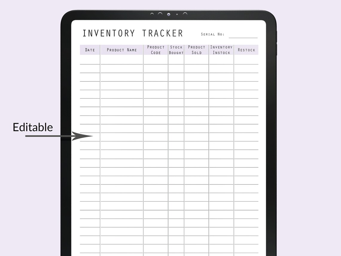 Editable Inventory Log, Inventory Tracker, Product Inventory, Inventory Management, Inventory ...