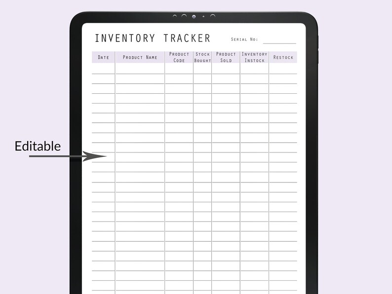 Editable Inventory Log, Inventory Tracker, Product Inventory, Inventory ...