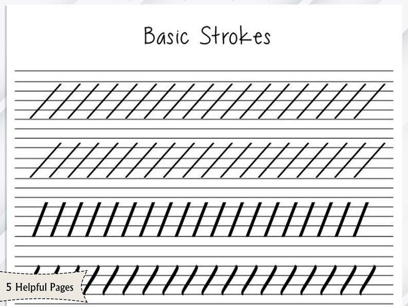 Basic Strokes Handwriting Practice Sheet, Printable Handwriting ...