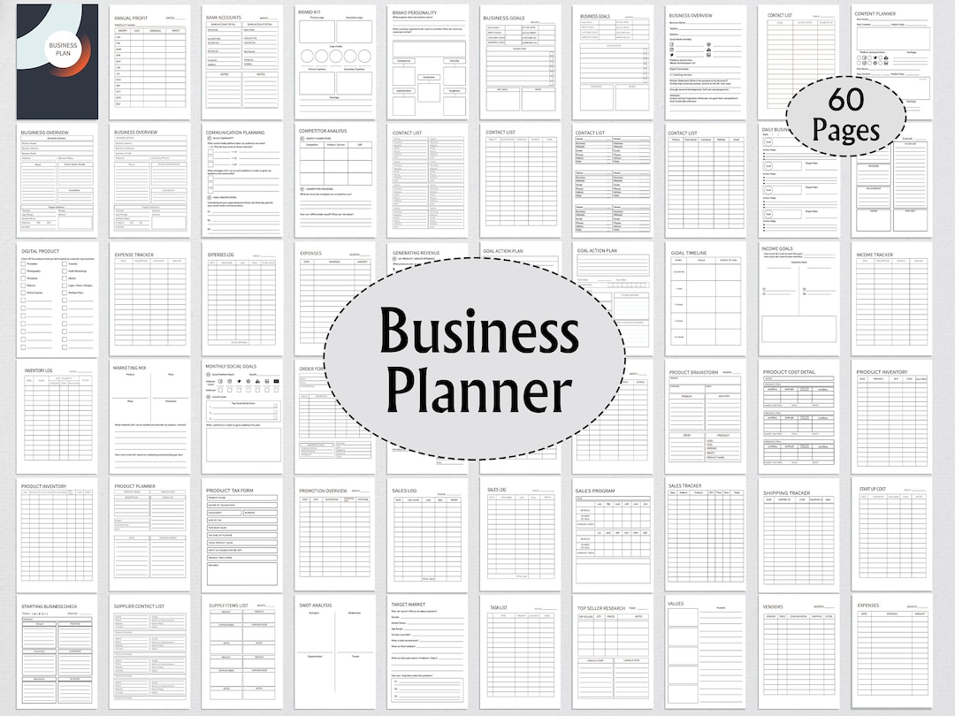 Printable Business Plan Template, Small Business Planner, Business ...