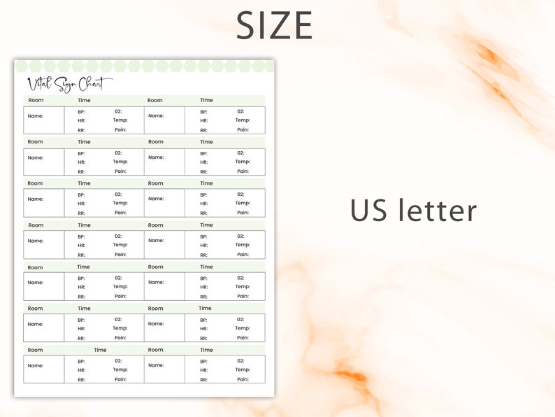 Printable Vital Sign Chart, Vital Sign Log, Vital Sign Tracker, Vital ...