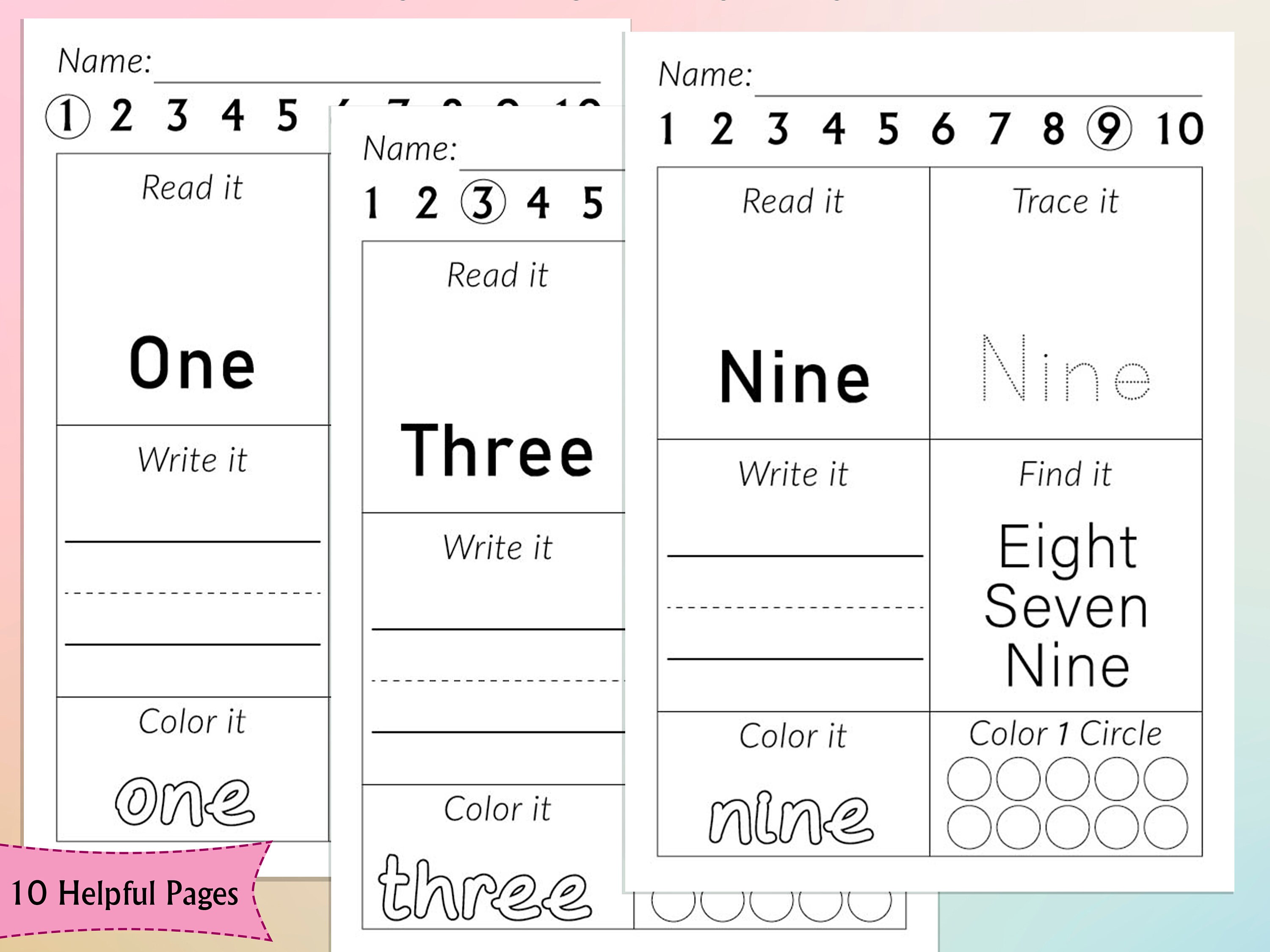 1-10 Printable Number Tracing and Counting Practice Worksheet, Numbers ...