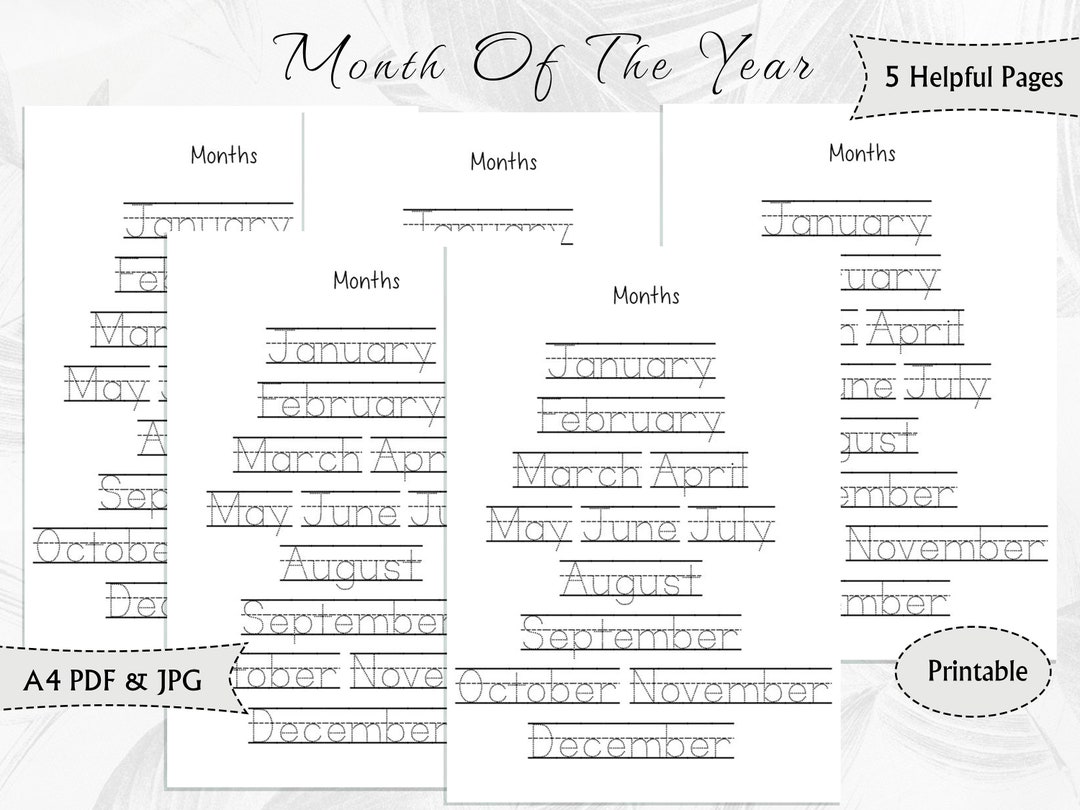 Months of the Year Handwriting Practice Sheet, Printable Handwriting ...