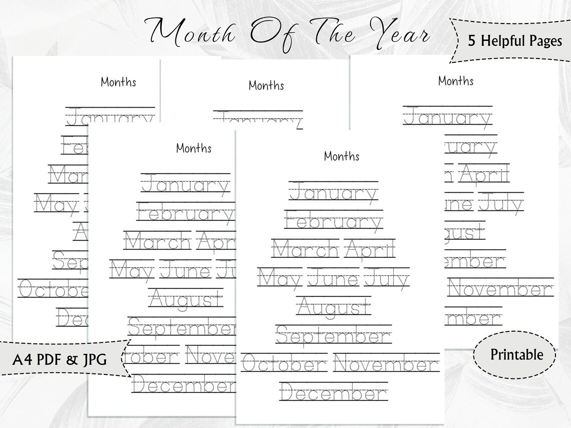 Months of the Year Handwriting Practice Sheet, Printable Handwriting ...