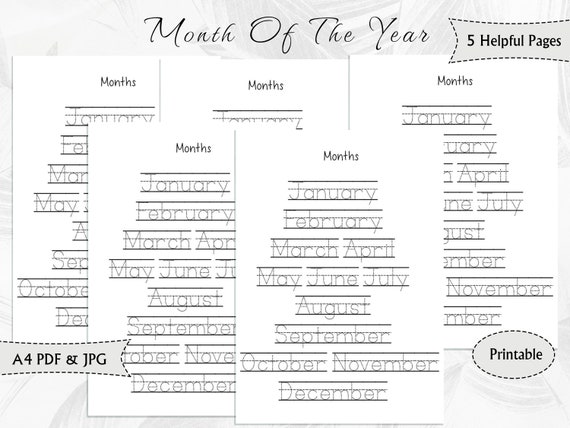 Months of the Year Handwriting Practice Sheet Printable - Etsy
