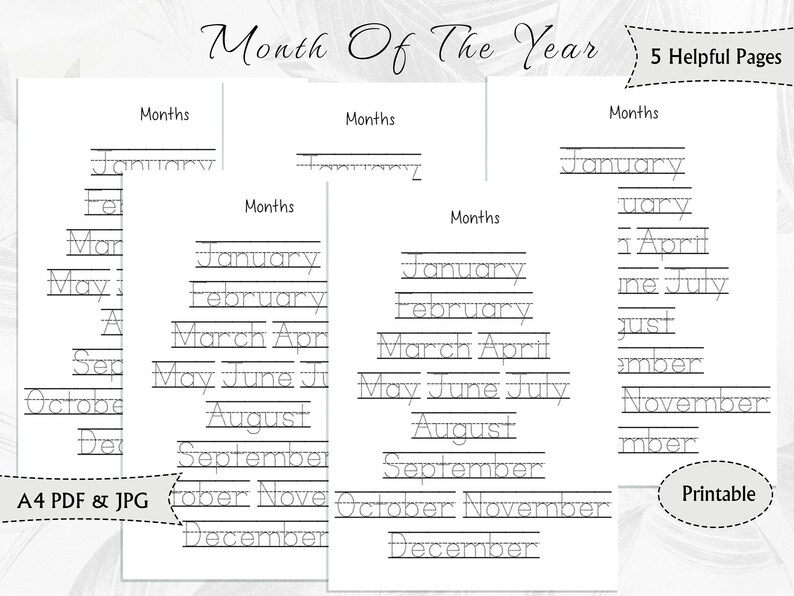 Months of the Year Handwriting Practice Sheet, Printable Handwriting ...