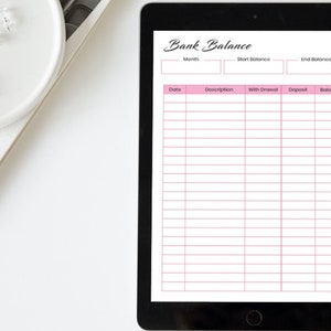 Printable Bank Balance, Bank Balance Printable, Bank Account Log ...