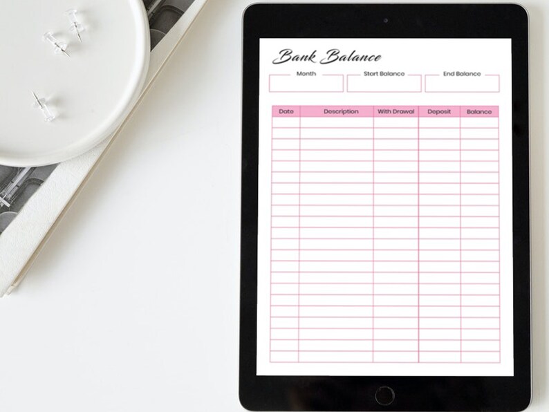 Printable Bank Balance, Bank Balance Printable, Bank Account Log ...