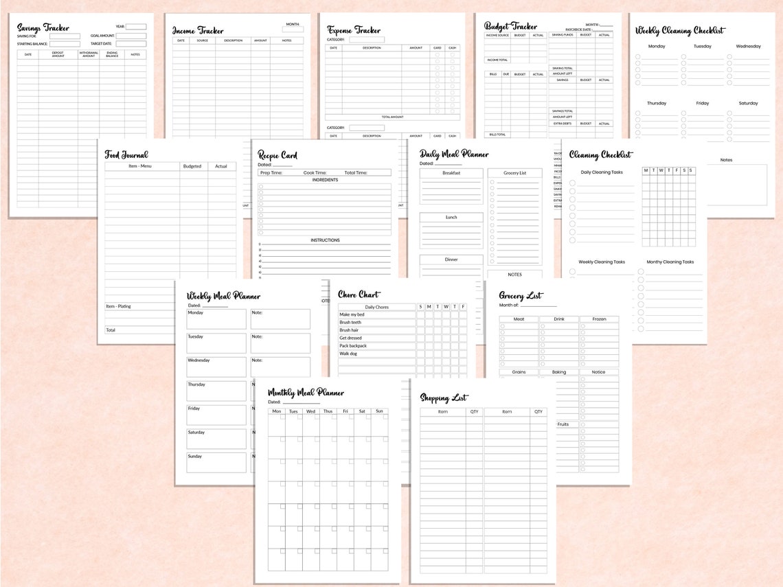 Printable Home Management Planner, Home Management Binder, Household ...