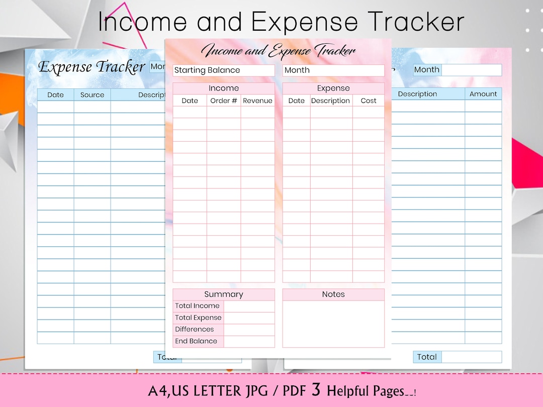 Printable Income and Expense Tracker, Income Tracker, Expense Tracker ...