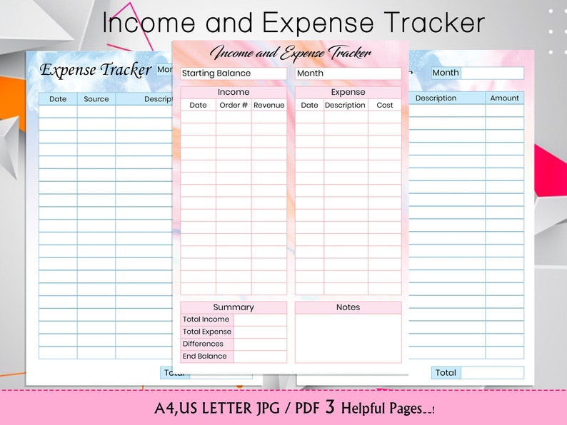 Printable Income and Expense Tracker, Income Tracker, Expense Tracker ...
