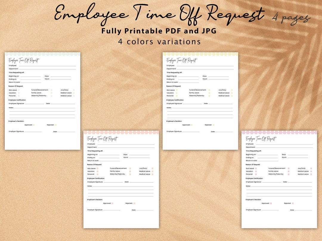 Printable Employee off Request, Employee Time-off Request Template ...