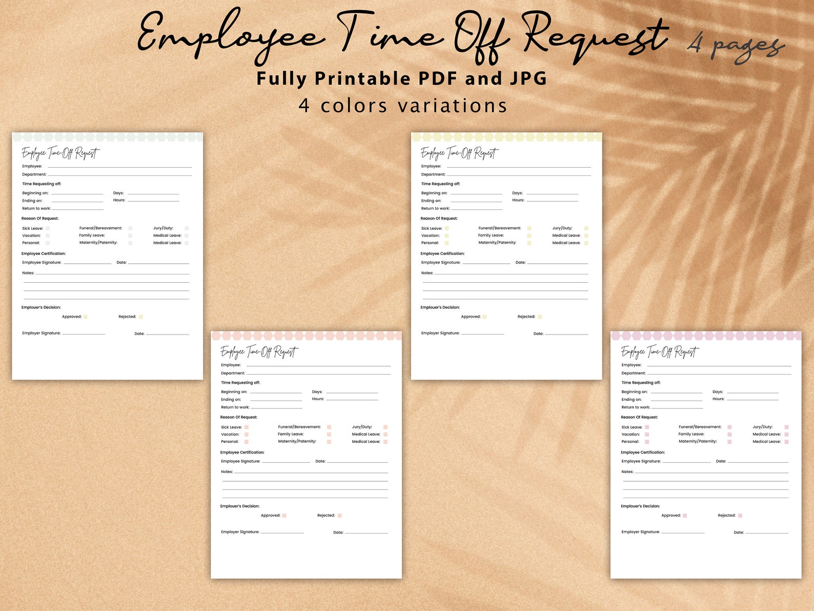 Printable Employee off Request, Employee Time-off Request Template ...