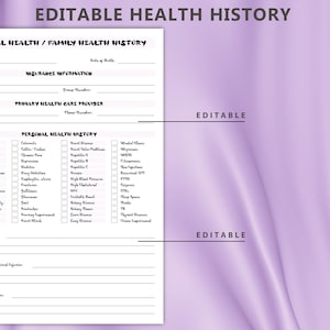 Editable Medical History Form, Family Medical History Form , Medical ...