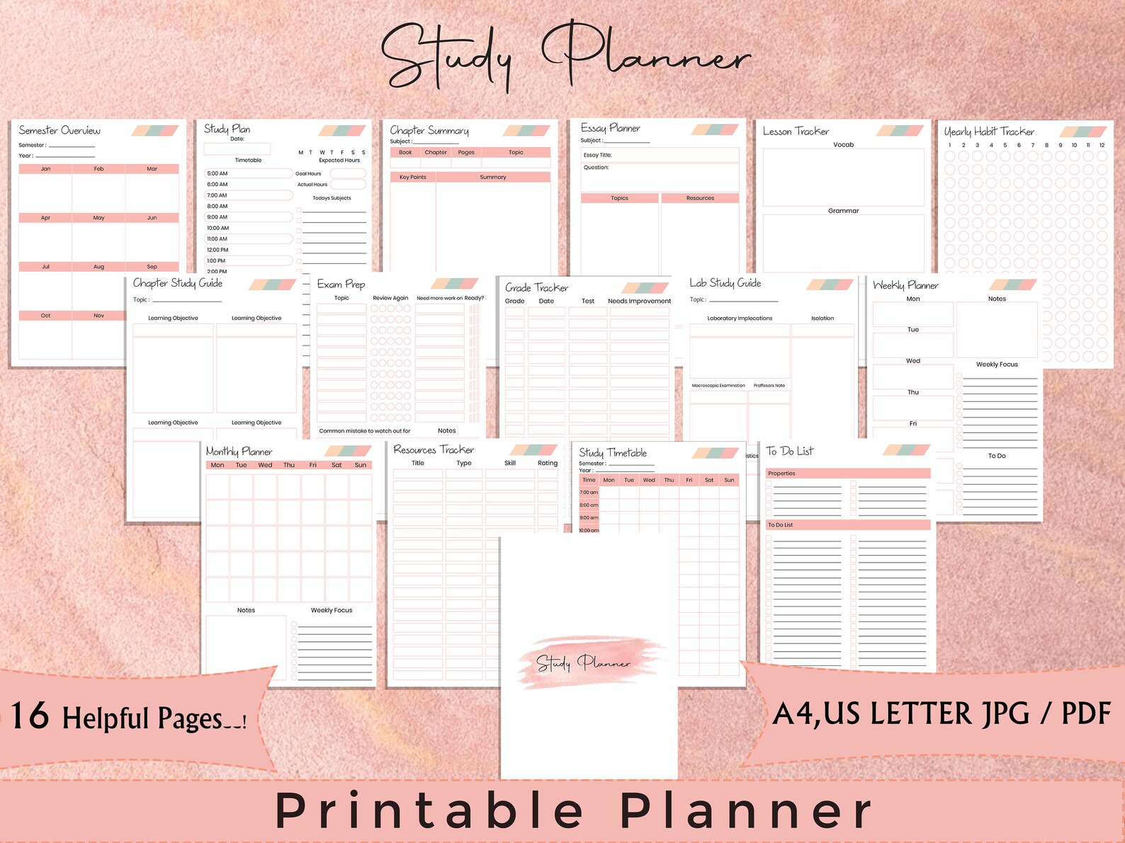Printable Study Planner, Language Study Planner, Study Template, Study ...