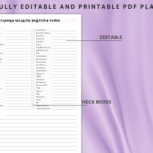 Editable Medical History Form, Family Medical History Form , Medical ...