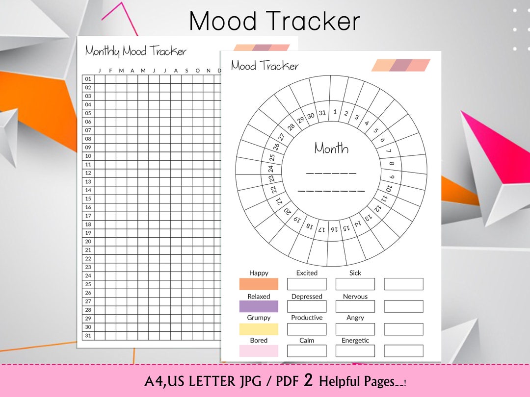 Printable Monthly Mood Tracker, Yearly Monthly Mood Planner, Monthly ...